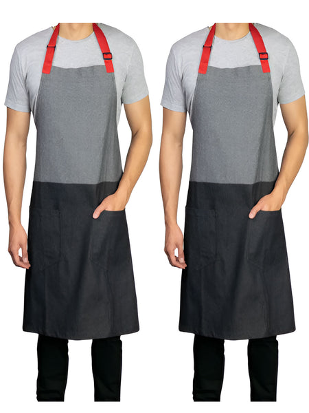 2-PACK Chef Code 34" Denim Apron with 2-Pockets and Adjustable Neck – Scrubs Uniforms